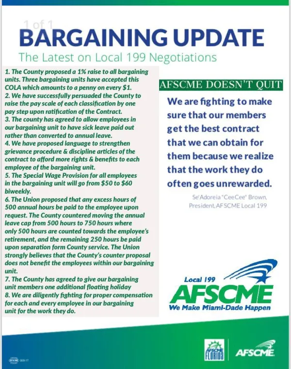 Local 199’s Contract Negotiations January 2019 Update | AFSCME Local 199